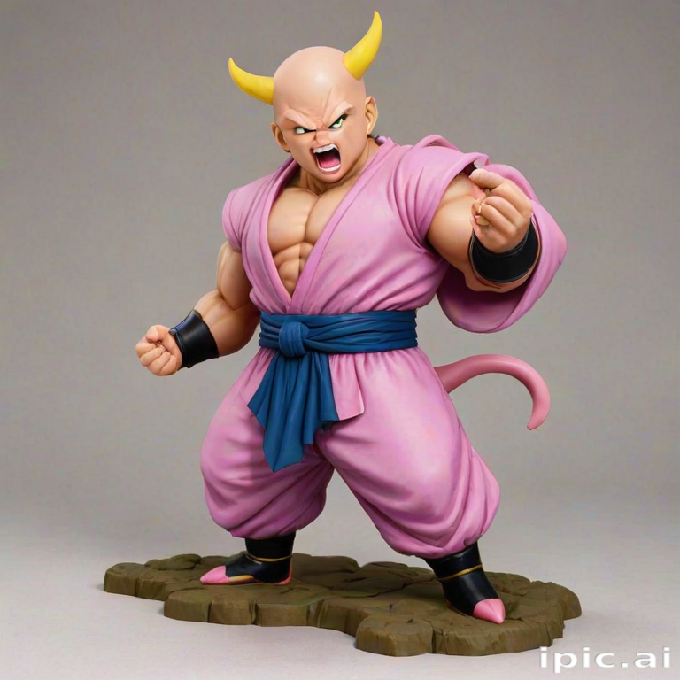 Dynamic Action Pose of a Powerful Anime Character in Colorful Outfit