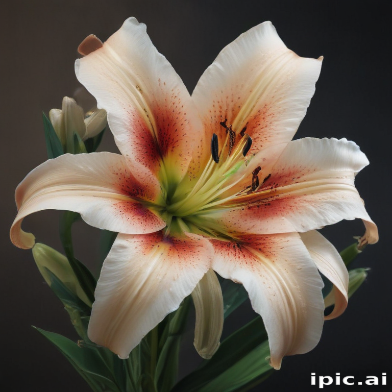Beautiful Close-Up of a Soft Peach Lily Flower with Delicate Details
