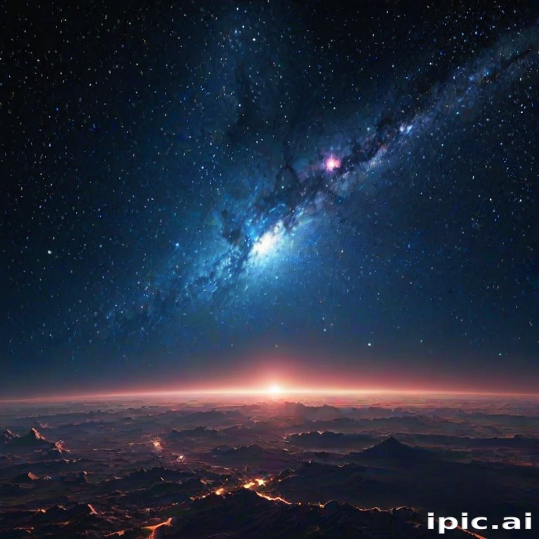 Stunning Cosmic View: A Glimpse of the Galaxy Above a Serene Horizon