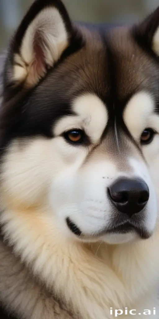 A Majestic Close-Up of a Beautiful Alaskan Malamute Dog Displaying Its ...