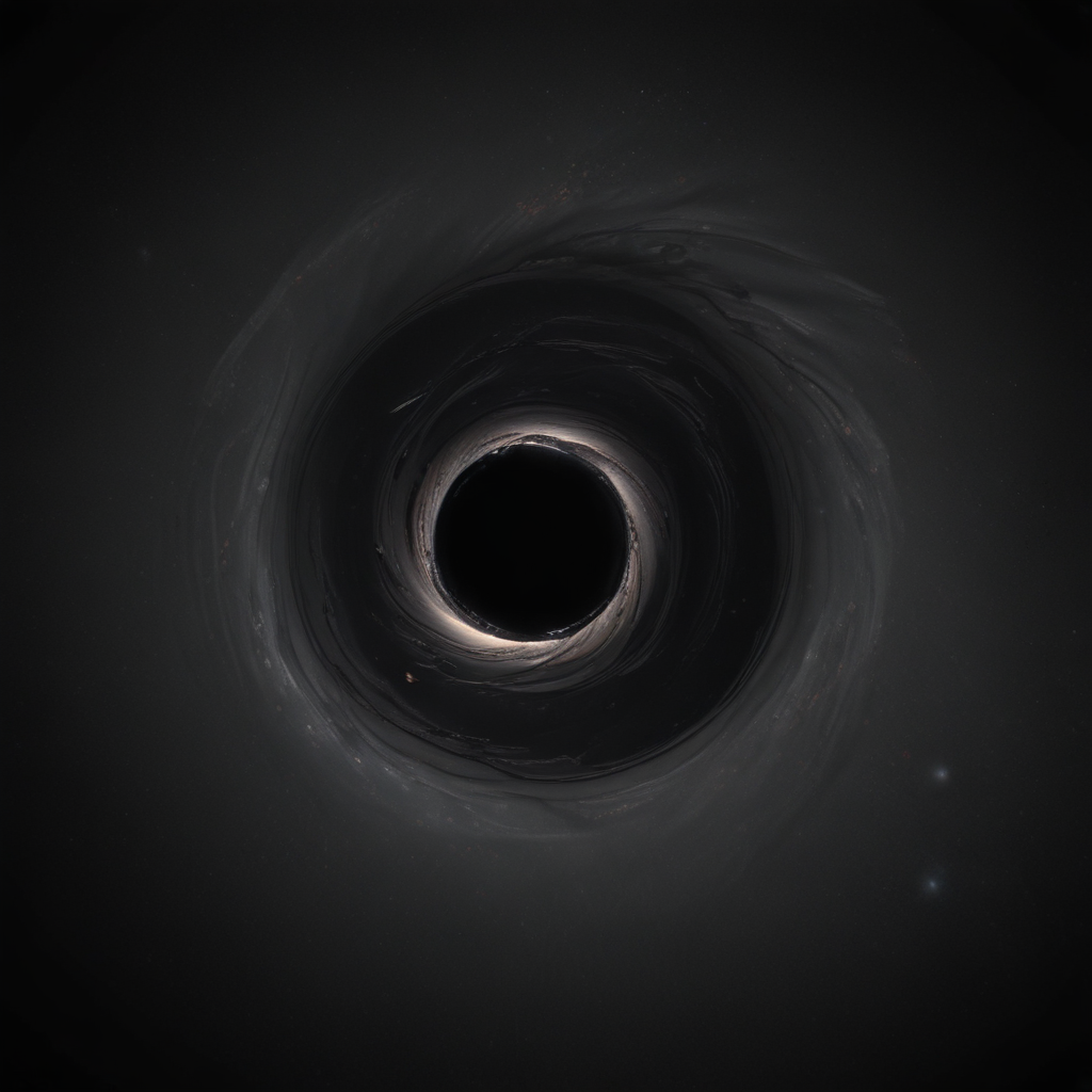 A realistic black hole in outer space, completely lonely. Strong ...