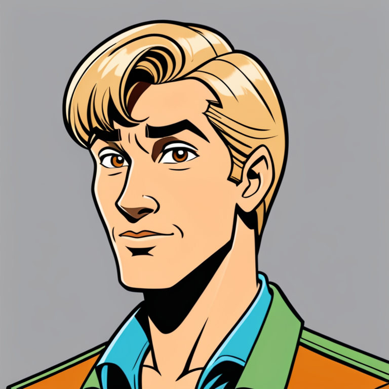 Fred Jones from the cartoon Scooby-Doo. blond hair. Portrait. Profile ...