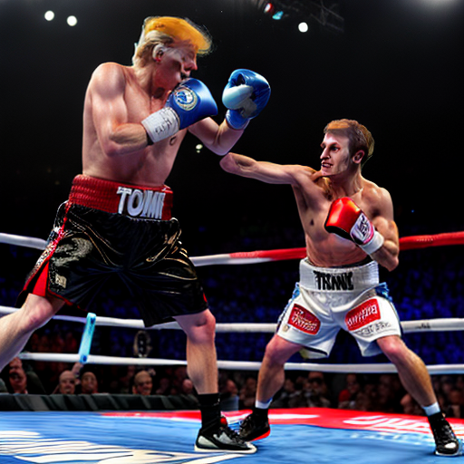 Donald Trump and Emmanuel Macron fight in a boxing match