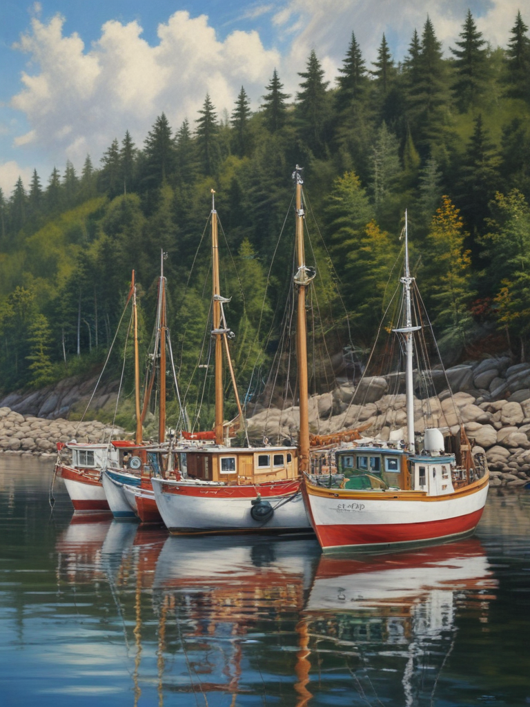 folk art east coast canada fishing boats