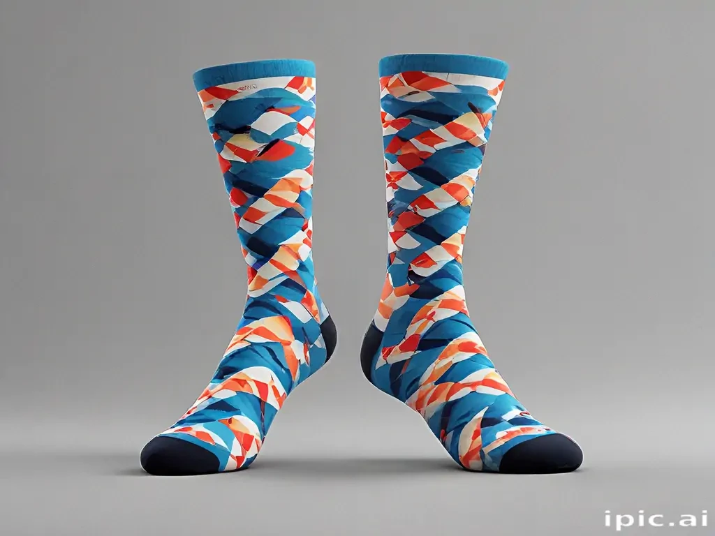 Colorful Patterned Socks Displaying a Geometric Design in Vibrant Hues