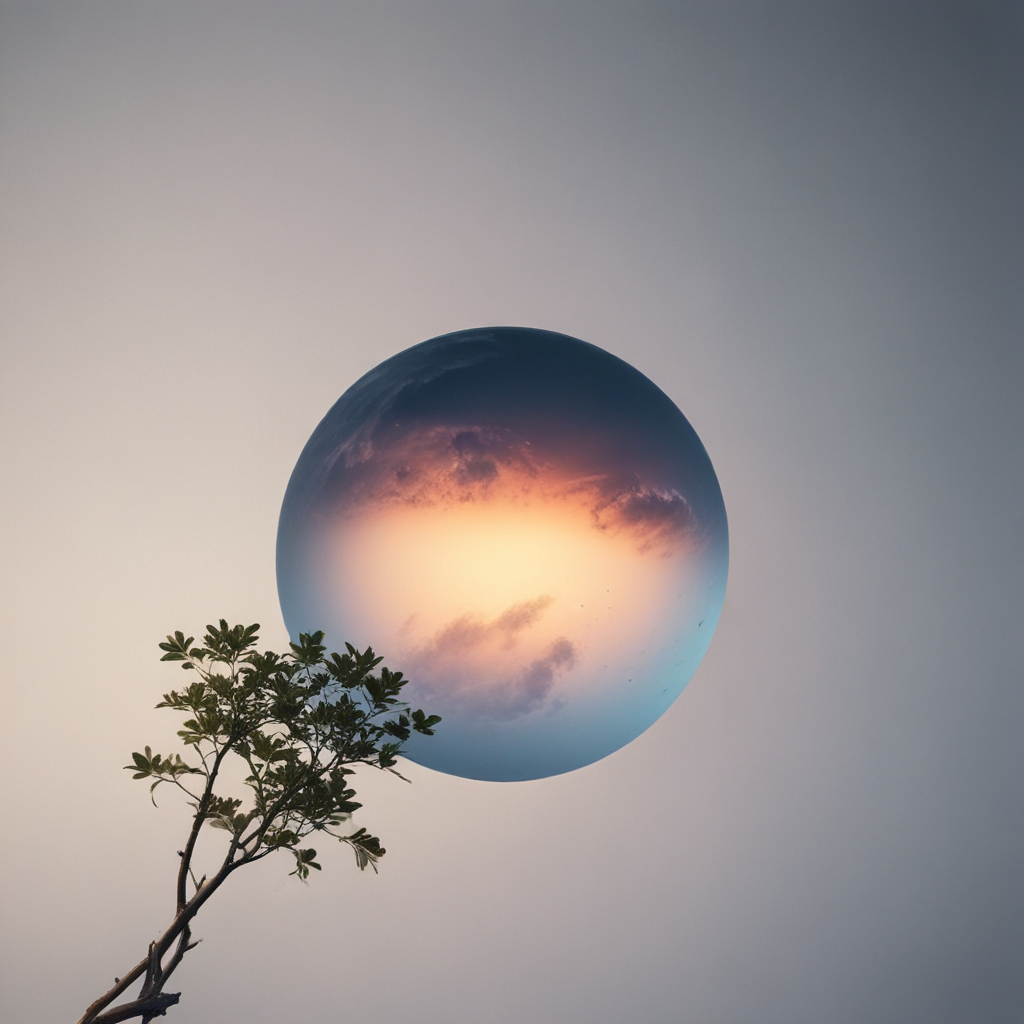 A Unique Perspective on Nature: A Floating Planet Surrounded by Serenity.