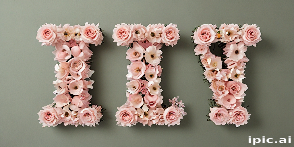 Beautiful Floral Arrangement of Pink Flowers Forming the Roman Numerals III