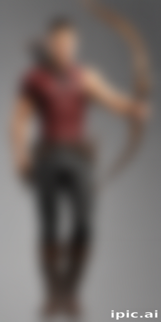 Dynamic Archer Figure with Bow in a Stylized Action Pose