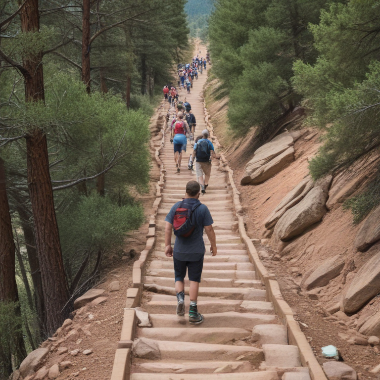 people walking down the manitou incline