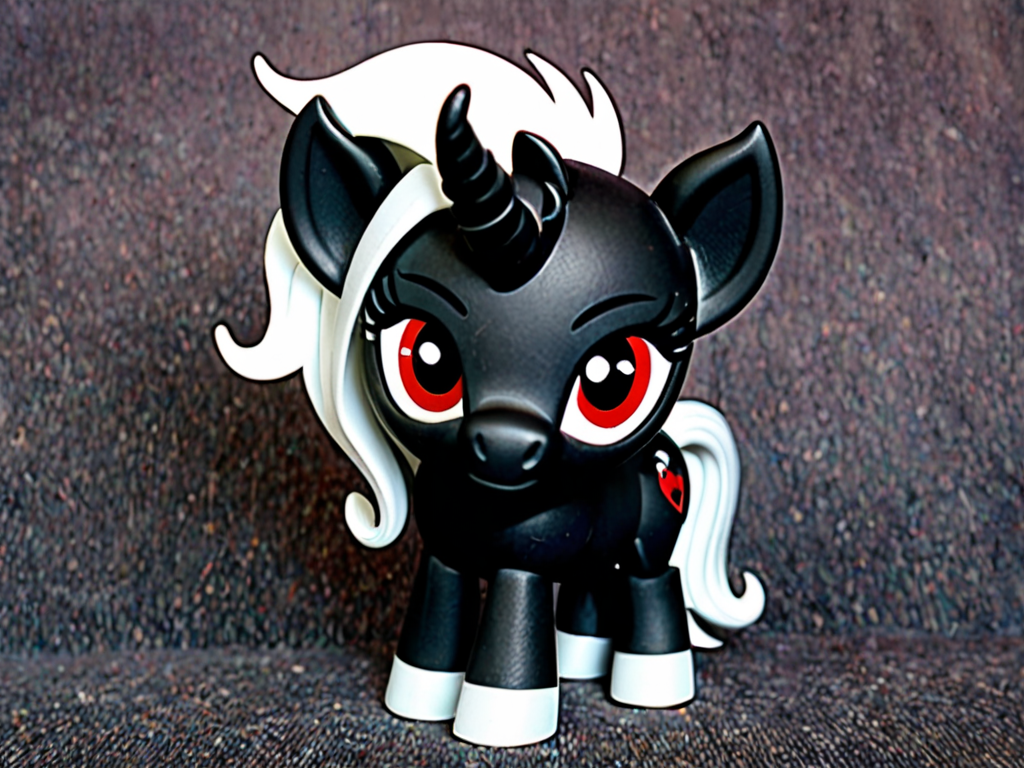 mlp pony dark alicorn white face red eyes black mane