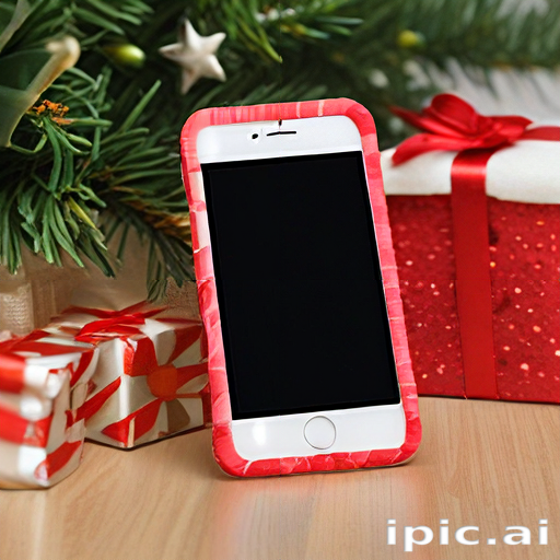 A Festive Smartphone Surrounded by Holiday Gifts and Christmas Decorations.