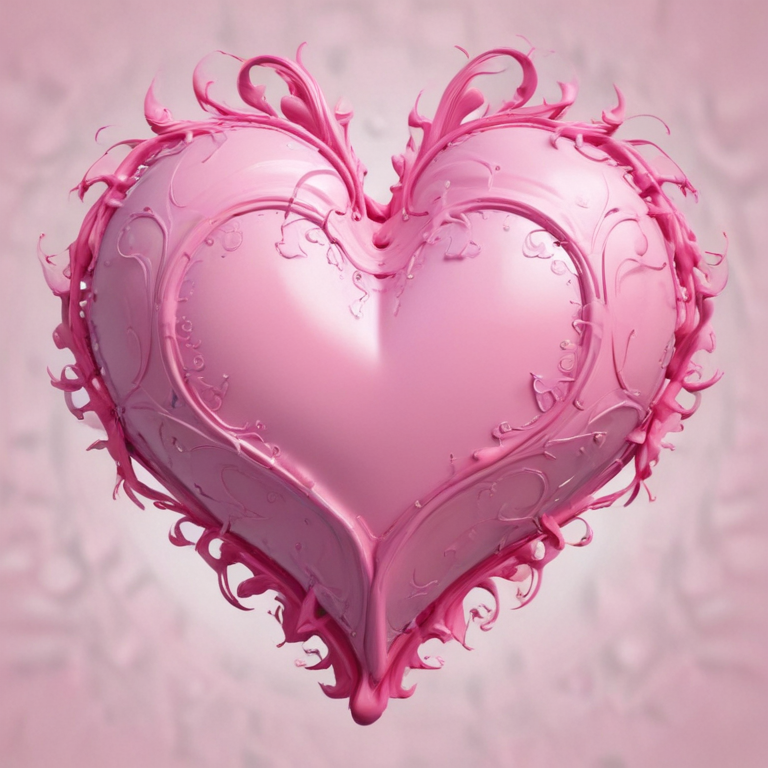 Elegant and Intricate Pink Heart Design with Swirling Decorative Elements