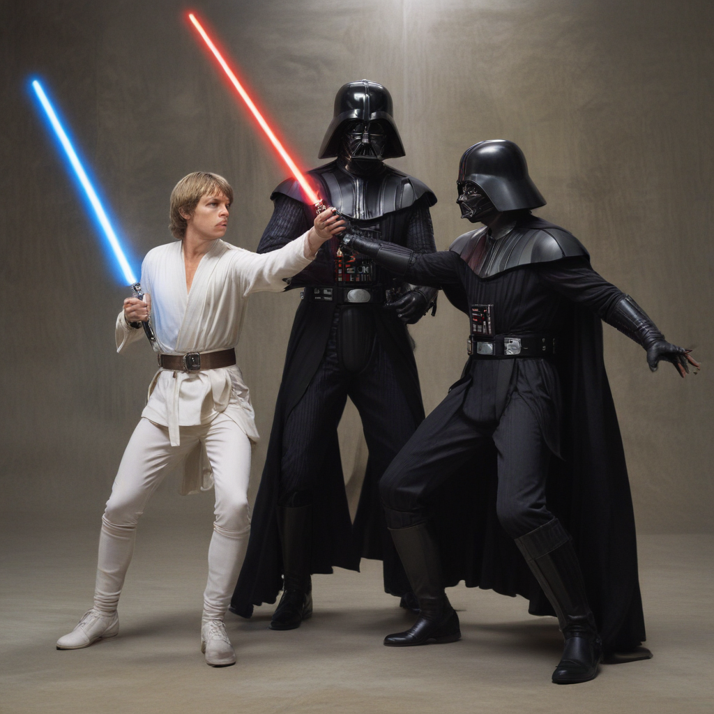 Luke Skywalker vs Darth Vader, lightsaber fight