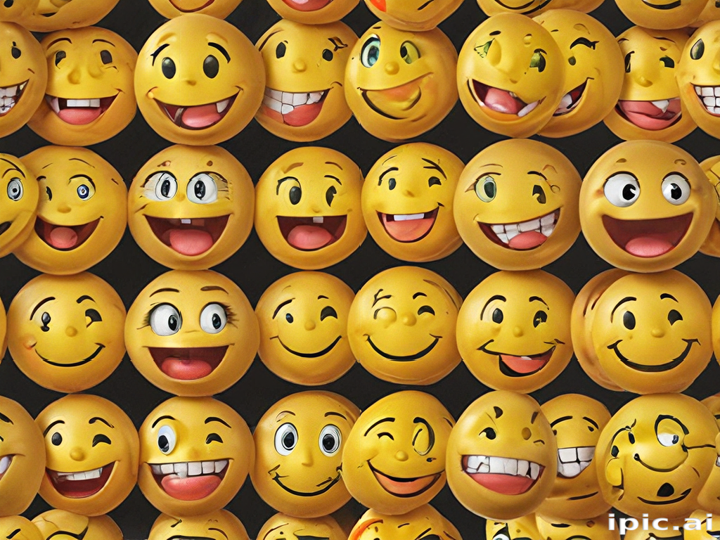 A Colorful Collection of Smiley Faces Expressing Various Emotions and ...