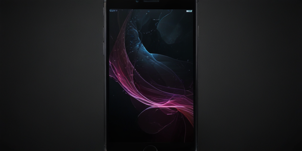 Abstract Digital Art with Vibrant Swirls on a Dark Smartphone Screen