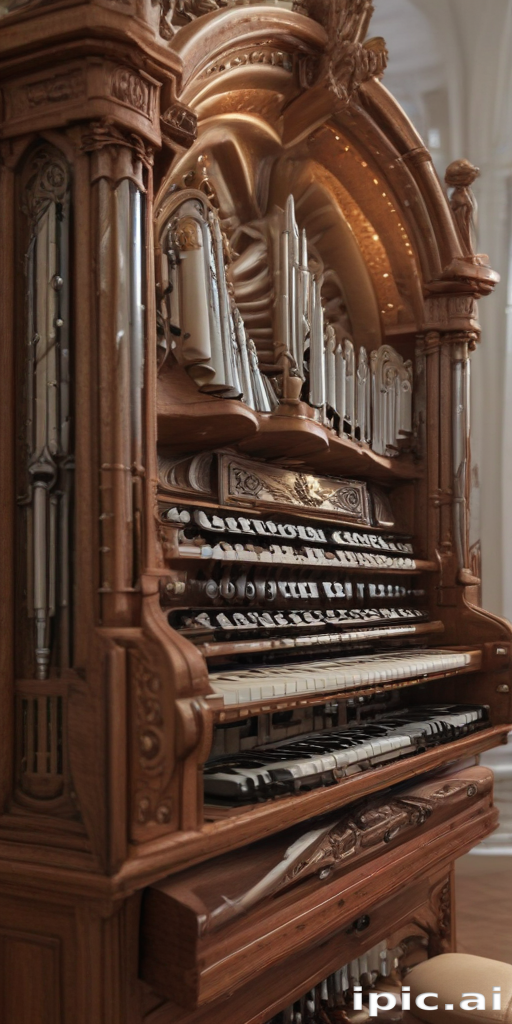 Intricately Designed Vintage Organ Showcasing Detailed Pipes and Ornate ...