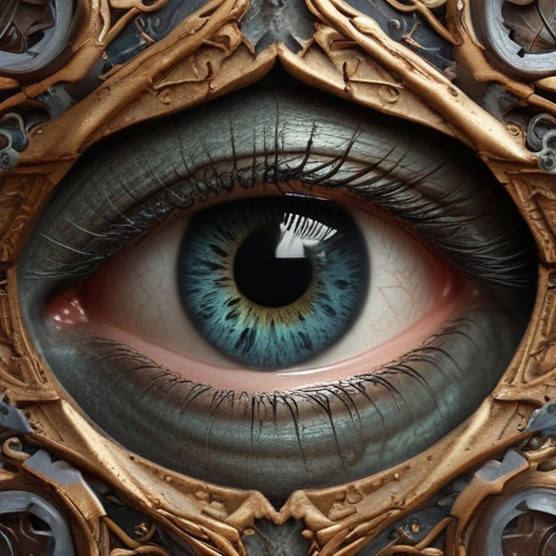 A Stunning Close-Up of an Intricate Eye Framed by Ornate Patterns