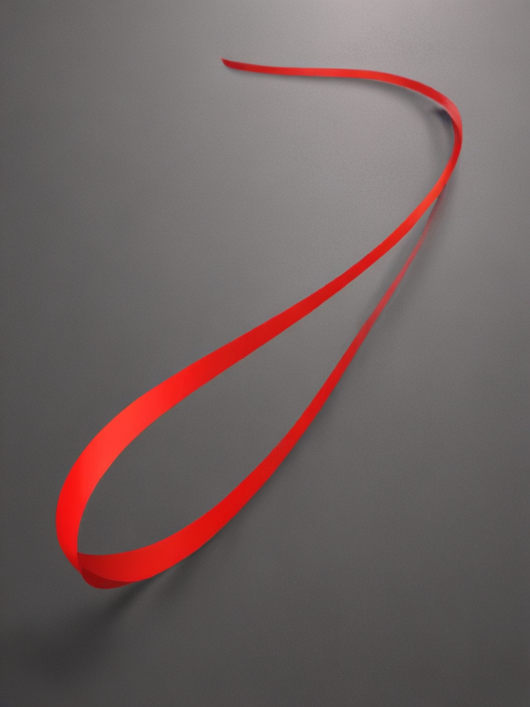 Elegant Red Ribbon Flowing Gracefully Across a Smooth Dark Surface