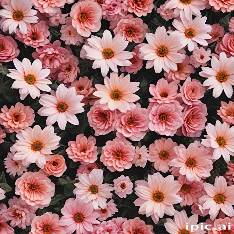 A Vibrant Display of Pink Flowers Blossoming in Full Bloom Together.