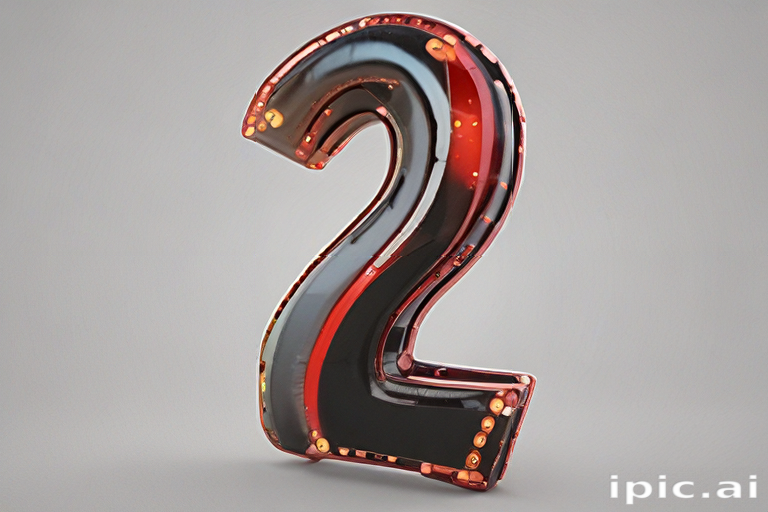 A Shiny and Colorful Number Two with a Modern Design Element.