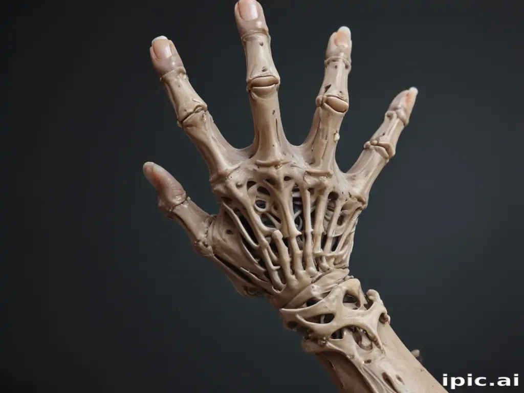 Intricate Detailed Representation of a Human Hand Skeleton Model Displaying Anatomy