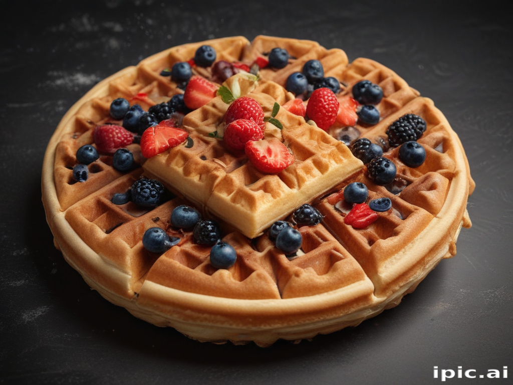 Deliciously Decorated Waffle Stack Topped with Fresh Berries and ...