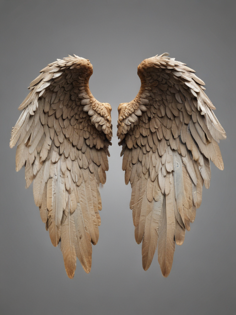 Intricately Crafted Wooden Wings Symbolizing Freedom and Spiritual ...