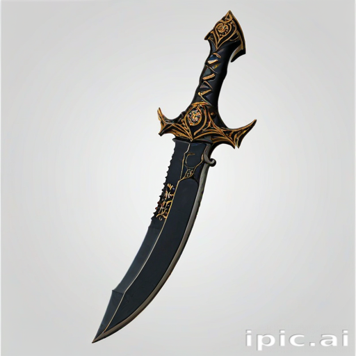 Intricately Designed Fantasy Blade with Ornate Handle and Dark Blade