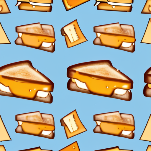 Colorful Pattern of Grilled Cheese Sandwiches Against a Bright Blue ...