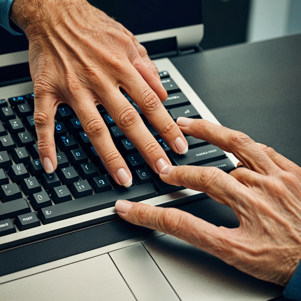Monster hands typing on a type wtiter
