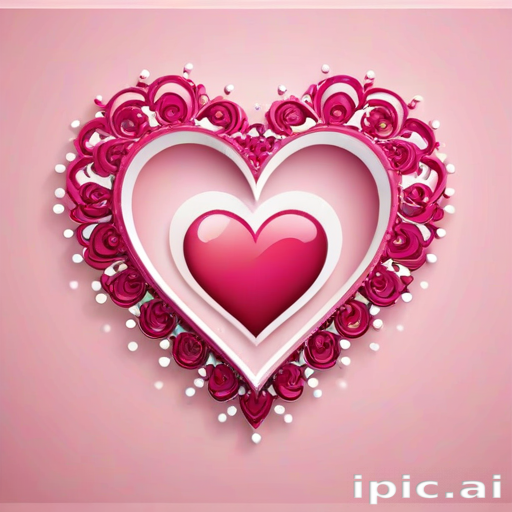 Elegant Pink Heart Design Surrounded by Intricate Floral Patterns and ...