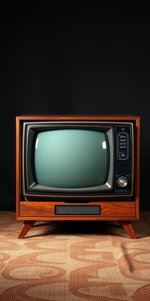 Classic Vintage Television Set Displayed Against a Dark Background