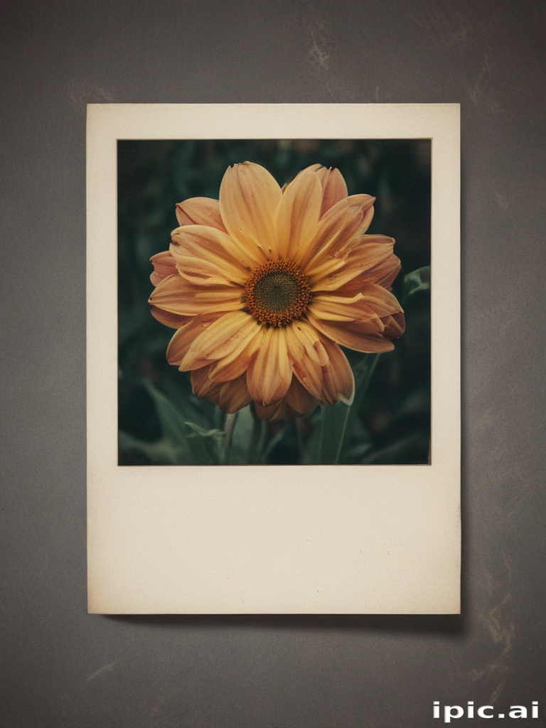 A Beautiful Polaroid of a Delicate Orange Flower Amidst Greenery