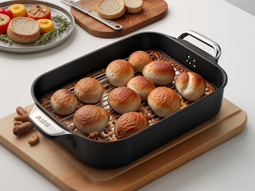 Freshly Baked Dinner Rolls Perfectly Golden Brown in a Roasting Pan