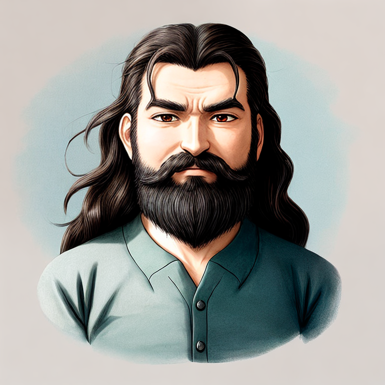 ghibli anime style avatar picture for a man with a beard, long hair and ...