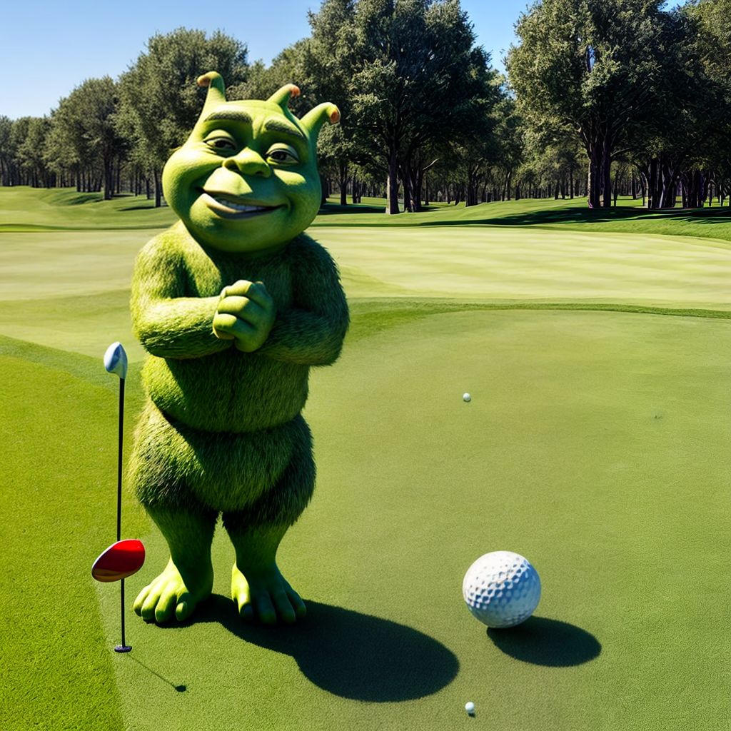 shrek playing golf with jesus