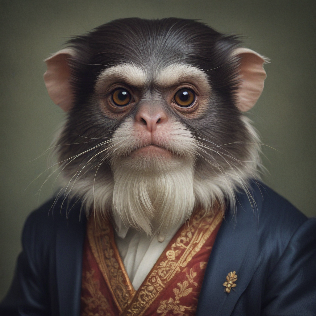 Emperor tamarin avatar in a gouche style