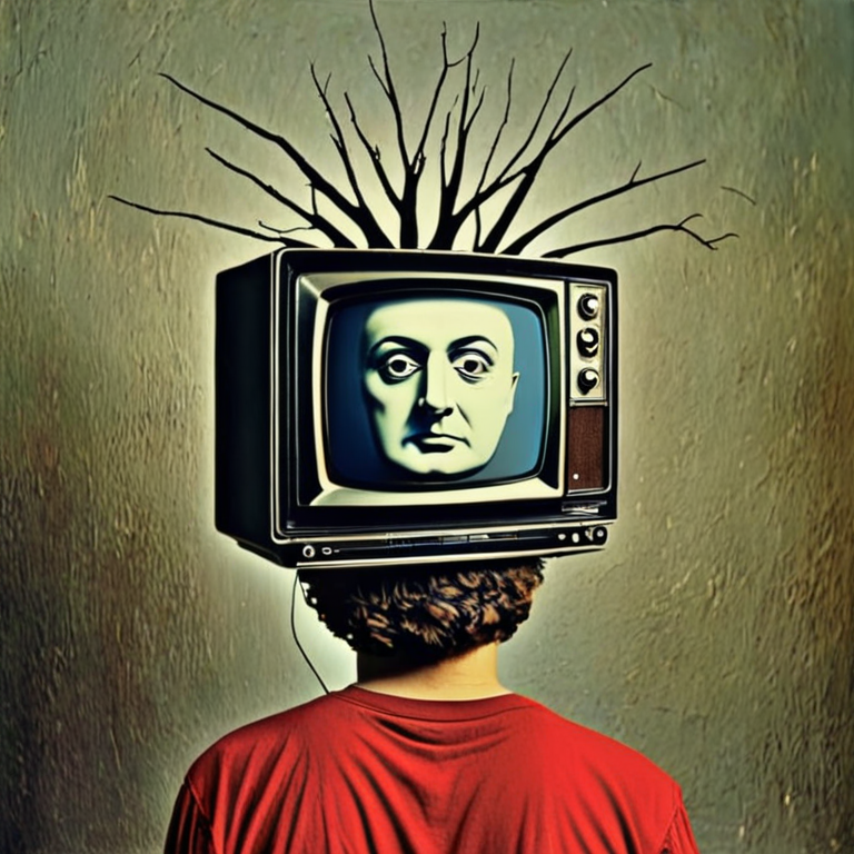 tv on head surreal art