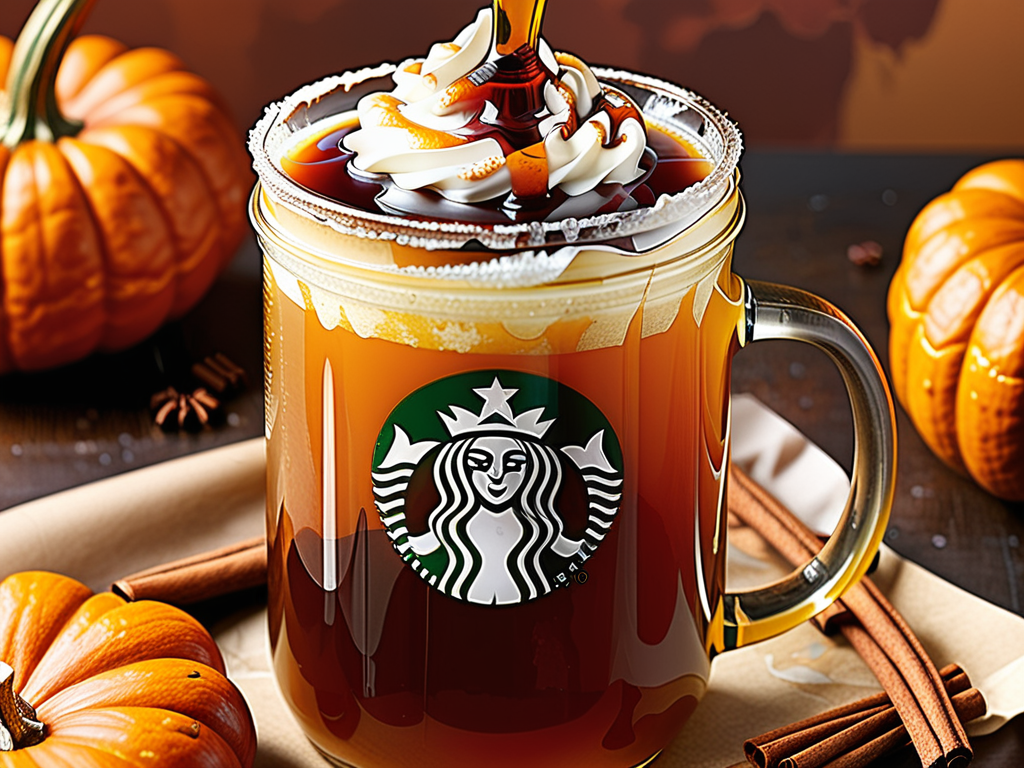 Delicious Pumpkin Spice Latte with Whipped Cream and Fall Decorations