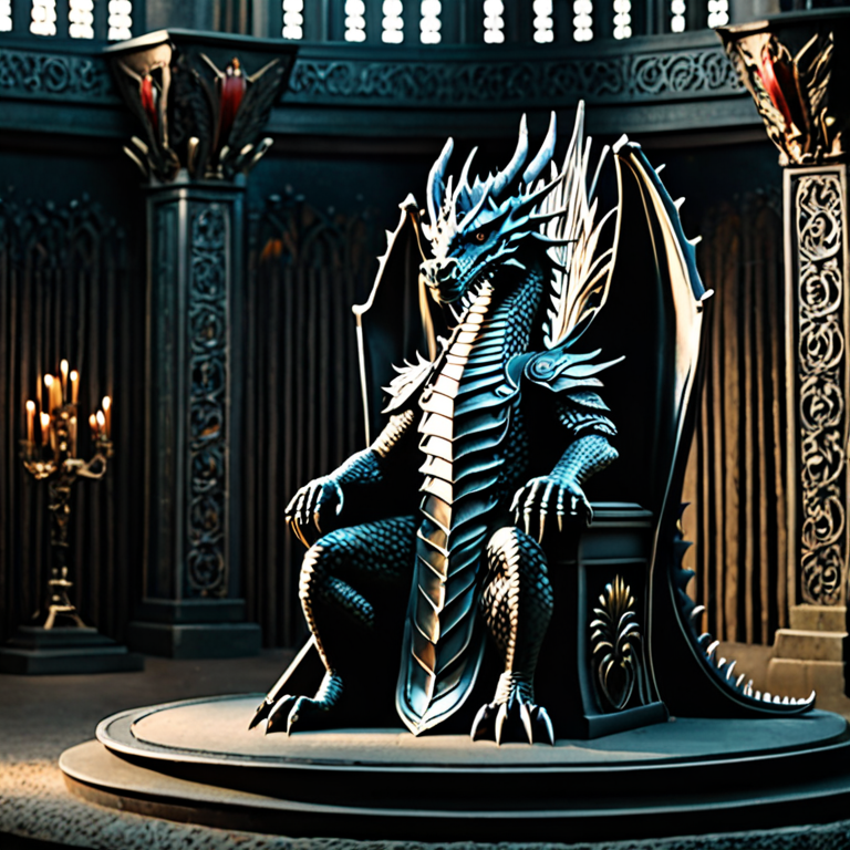 Dragon sitting on Throne in a cinematic setting