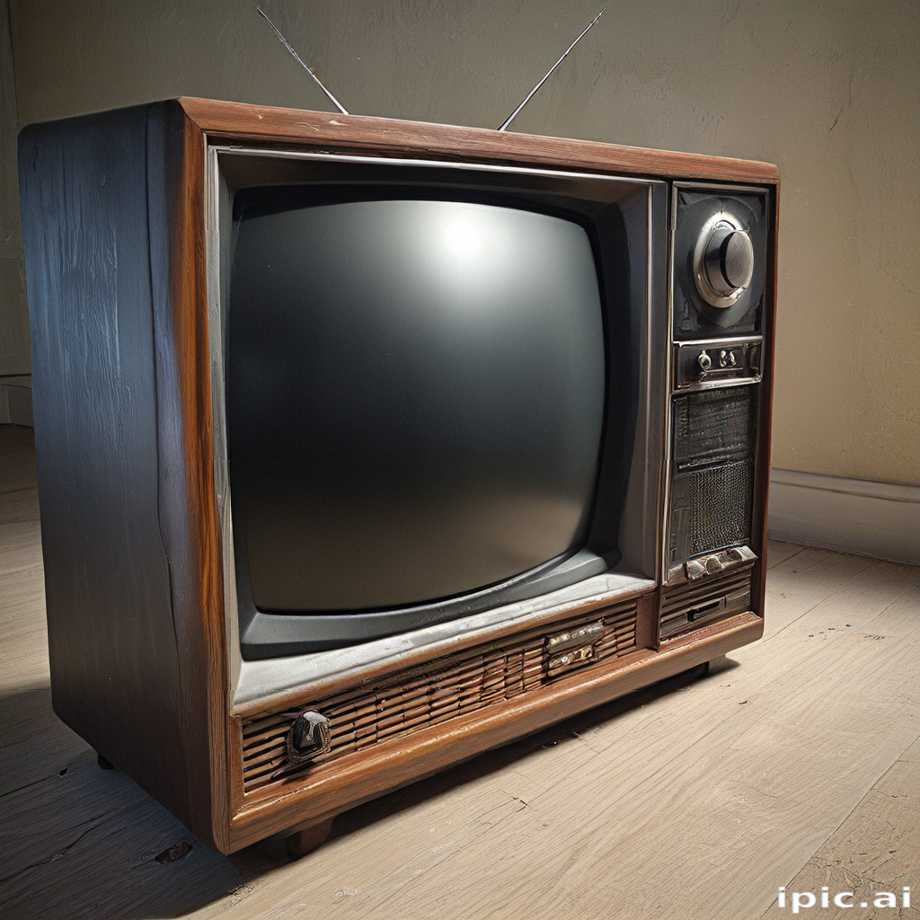 Classic Vintage Television Set with Antenna in a Retro Living Room