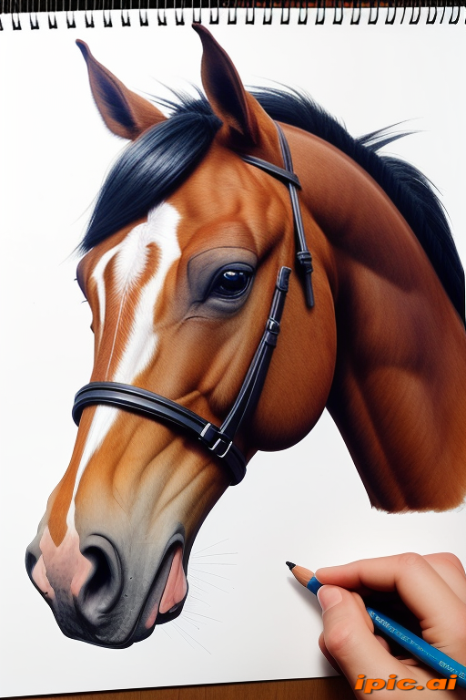 Realistic Drawing of a Beautiful Horse with Detailed Features and ...