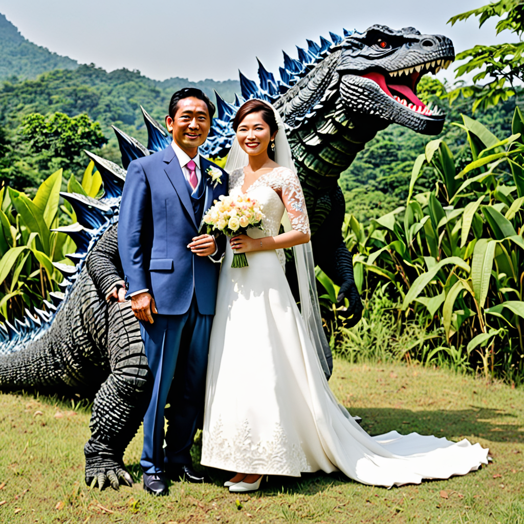 two Godzilla's wedding in Burma