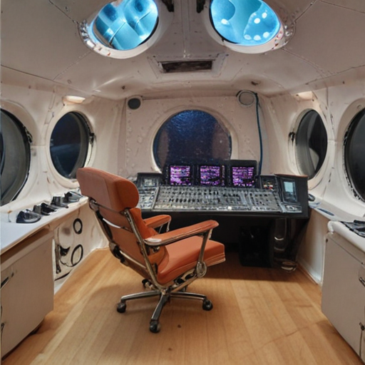 inside Atlantis Space Shuttle, 1 chair, synthesizers to control and a ...
