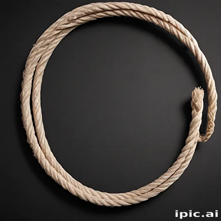 Coiled Natural Fiber Rope Artfully Displayed Against a Dark Background