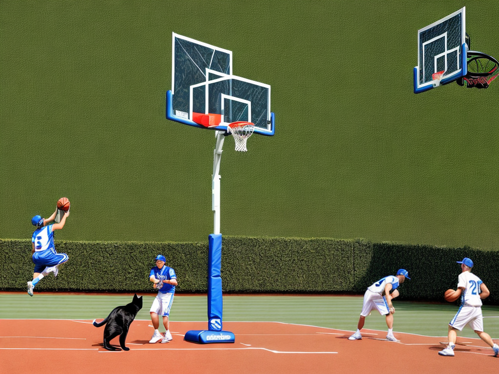 Cats playing basketball