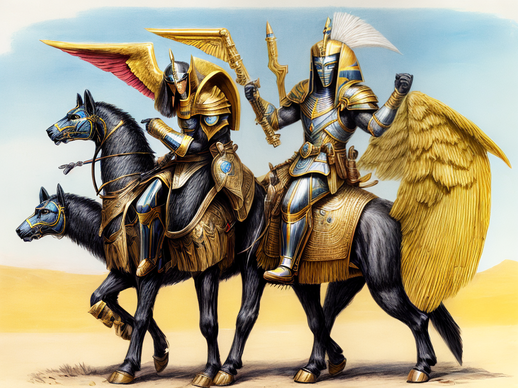 sphinx armor, yellow greatsword, egyptian god Horus