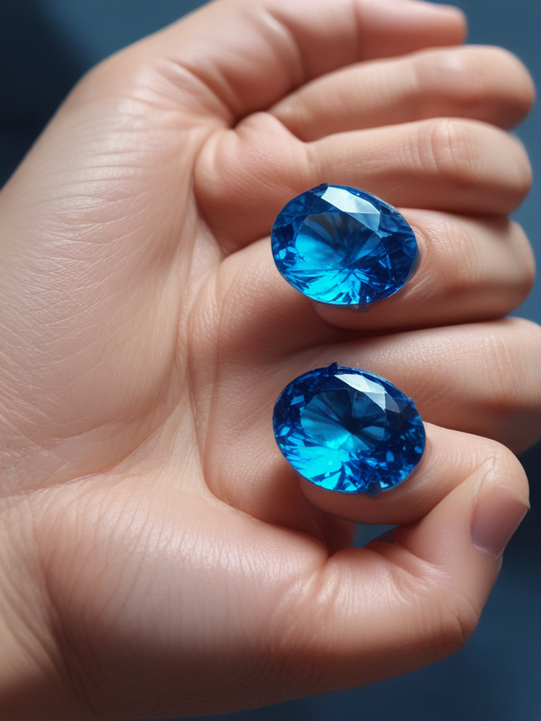 Two Stunning Blue Gems Elegantly Held in a Person's Hand