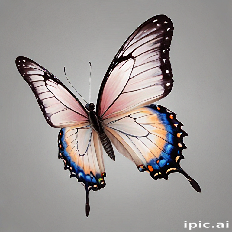 A Beautifully Detailed Butterfly in Vibrant Colors Against a Soft Gray ...