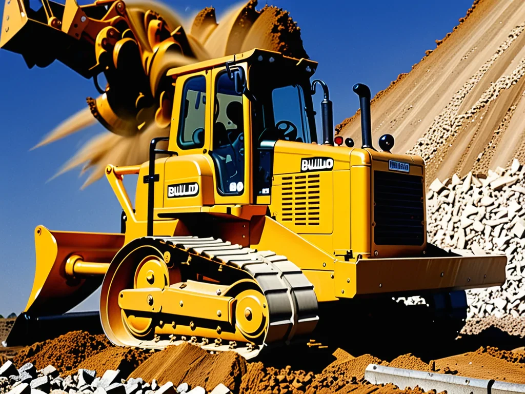 Powerful Yellow Bulldozer Operating on a Construction Site Amidst Earthwork